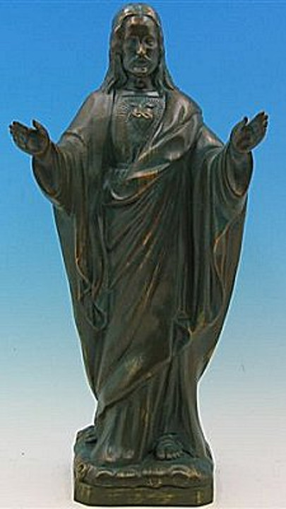 Blessing Sacred Heart of Jesus Outdoor Garden Statue - 24 Inch - Patina ...