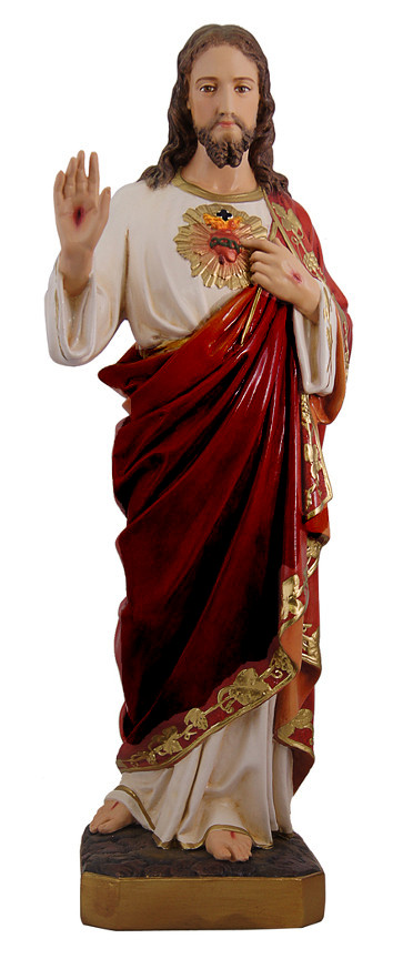 Sacred Heart of Jesus Church Statue - 24 Inch - Hand-painted Polymer Resin