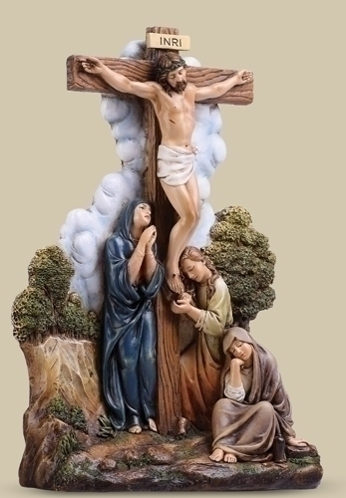 Crucifixion Scene Statue - 9.75 Inch - Made of Stone / Resin