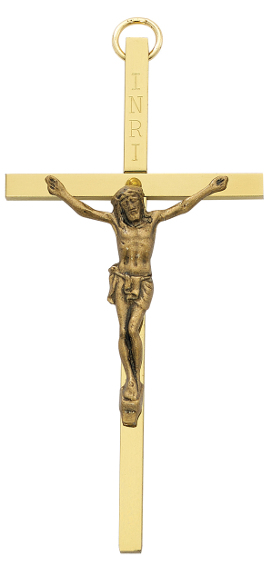 Wall Crucifix - 4 Inch - Brass Cross