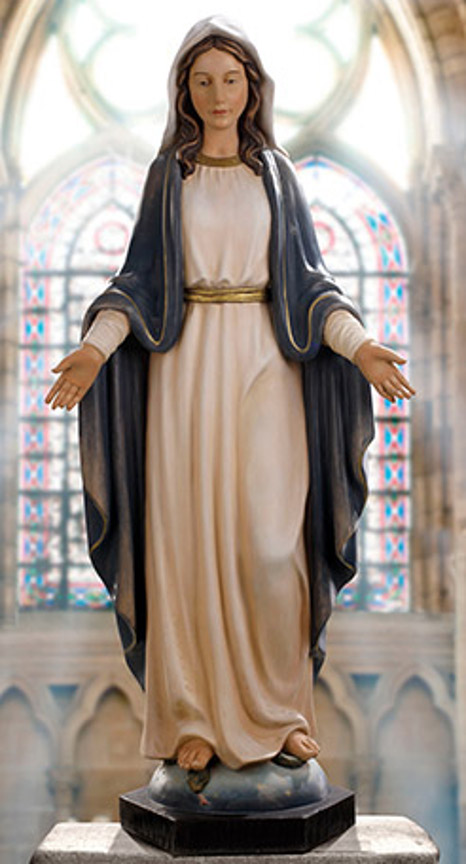 Our Lady of Grace Church Statue - 48 Inch - Hand-painted Wood