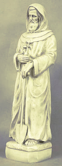 St. Fiacre Garden Statue - Outdoor - 25 Inch - Antique Stone ...