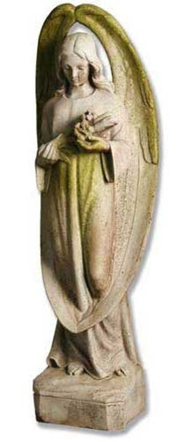 Angel In Mourning Outdoor Garden Cemetery Statue - 34 Inch - White Moss ...
