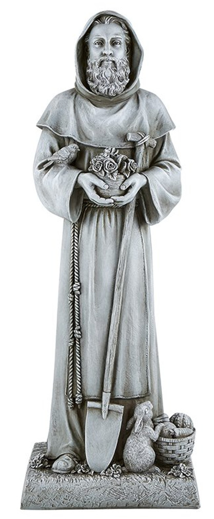 St. Fiacre Outdoor Garden Statue - 24 Inch - Stoneresin - Patron Saint ...