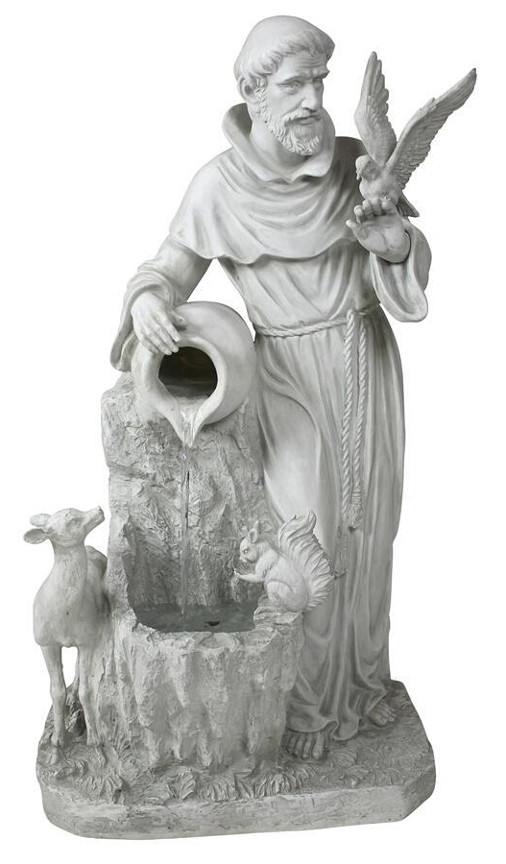 St. Francis Outdoor Garden Church Statue Water Fountain- 39 Inch ...