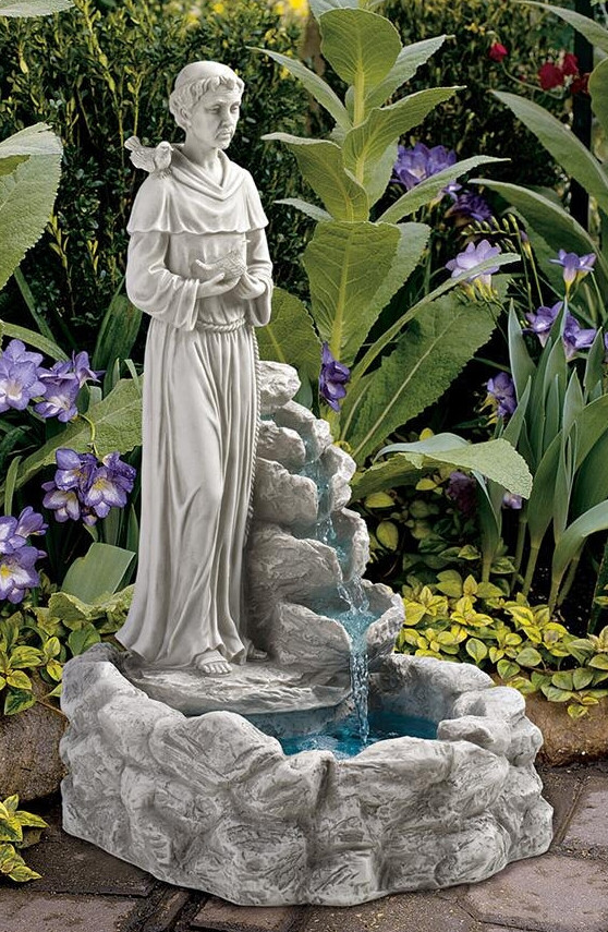 St. Francis Outdoor Garden Church Statue Water Fountain- 29 Inch ...