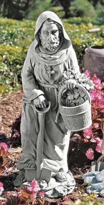 St. Fiacre Outdoor Garden Statue - 24.5 Inch - Resin - Patron Saint of ...