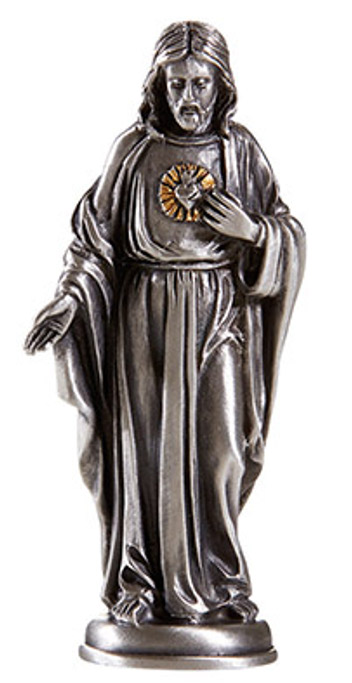 Sacred Heart of Jesus Pewter Statue - 3.75 Inch