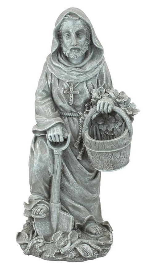 St. Fiacre Outdoor Garden Statue - 16 Inch - Resin - Patron Saint of ...