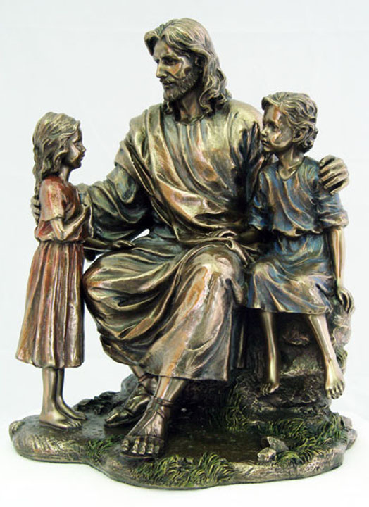 Jesus and the Children Statue - 8.25 Inch - Lightly Hand-painted Cold ...