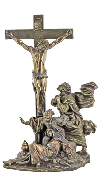 Crucifixion Statue Masterpiece - 11 Inches - Lightly Hand-painted Cold ...