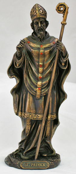 St. Patrick Statue - 8 Inch - Lightly Hand-painted Cold-cast Bronze ...