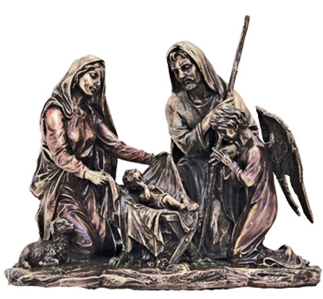 Holy Family Nativity Statue - 8 Inch X 9 Inch - Cold-cast Bronze ...