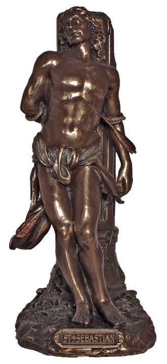 St. Sebastian Statue - 8 Inch - Lightly Hand-painted Cold-cast Bronze ...