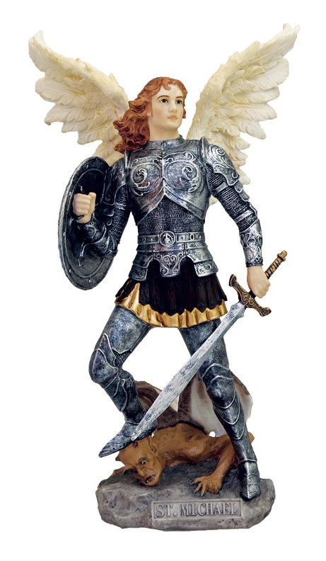 St. Michael The Archangel Statue - 9 Inches - Hand-painted Color ...