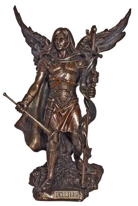 St. Gabriel Statue - 9 Inch - Lightly Hand-painted Bronzed Resin ...