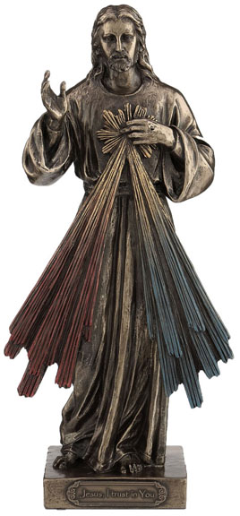Divine Mercy Statue - 8 Inch - Lightly Hand-painted Cold-cast Bronze ...