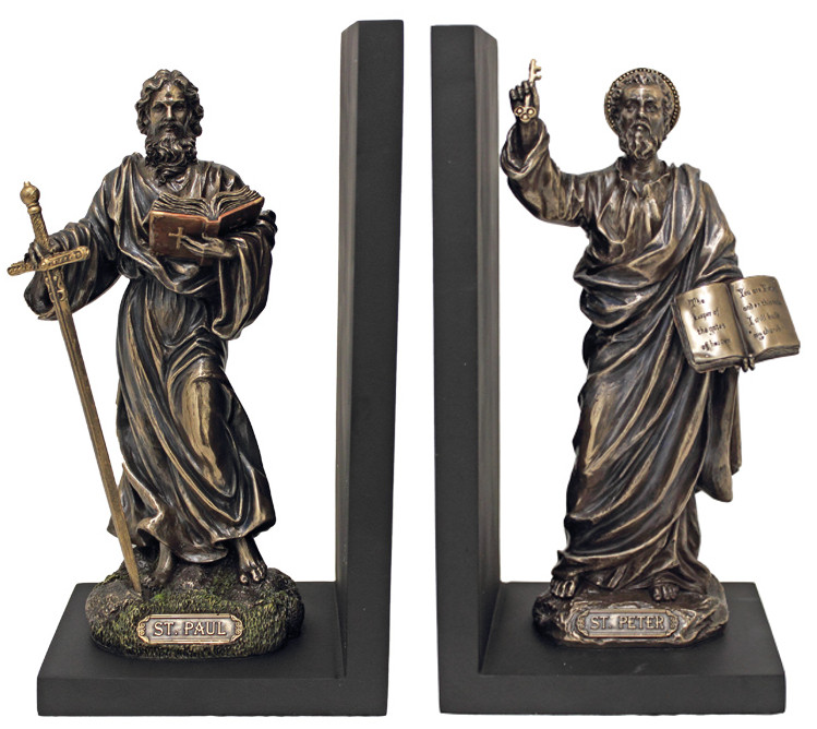 St. Paul & St. Peter Bookends Statues - 9.5 Inch Each - Cold-cast ...