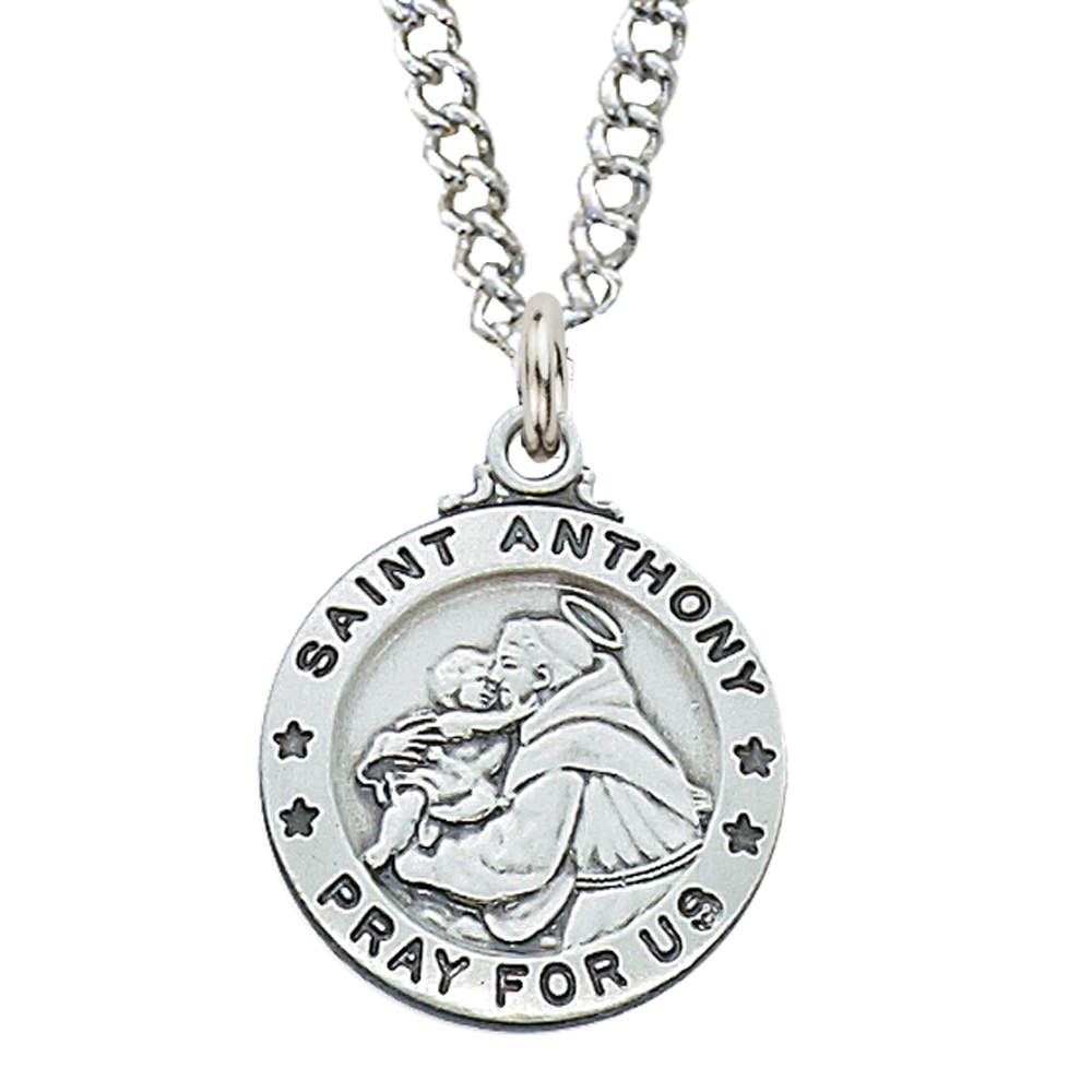 Sterling Silver St. Anthony Medal Necklace With 20 Inch Rhodium Plated ...
