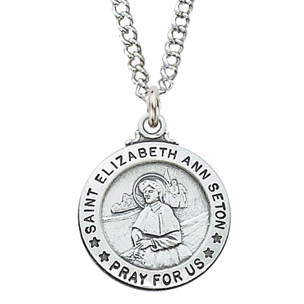 Sterling Silver St. Elizabeth Ann Seton Medal Necklace With 20 Inch ...