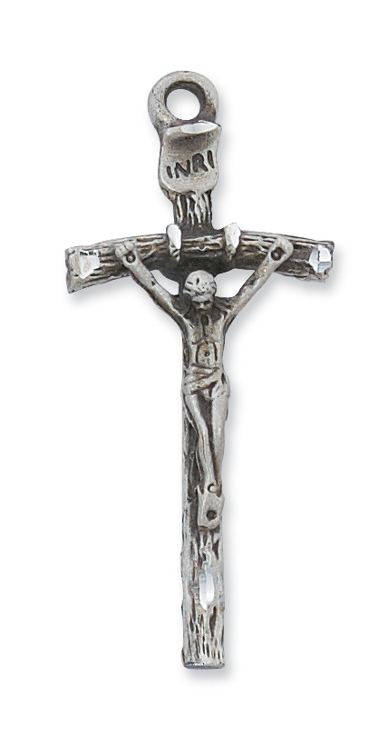 Sterling Silver Papal Crucifix Necklace With 24 Inch Rhodium Plated ...
