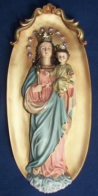 Mary Help of Christians Plaque - 14 inch - Hand-painted Polymer Resin