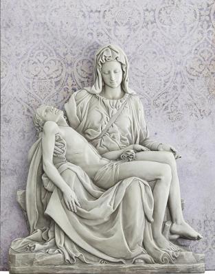 Pieta Garden Wall Plaque - 21" W x 26" H x 5" D - Stoneresin with Wood ...
