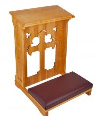 Holy Cross Padded Kneeler - Prie Dieux - Medium Oak Stain