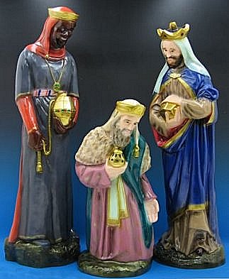 Three Kings Statues For Nativity Set - Painted Indoor Outdoor Statues